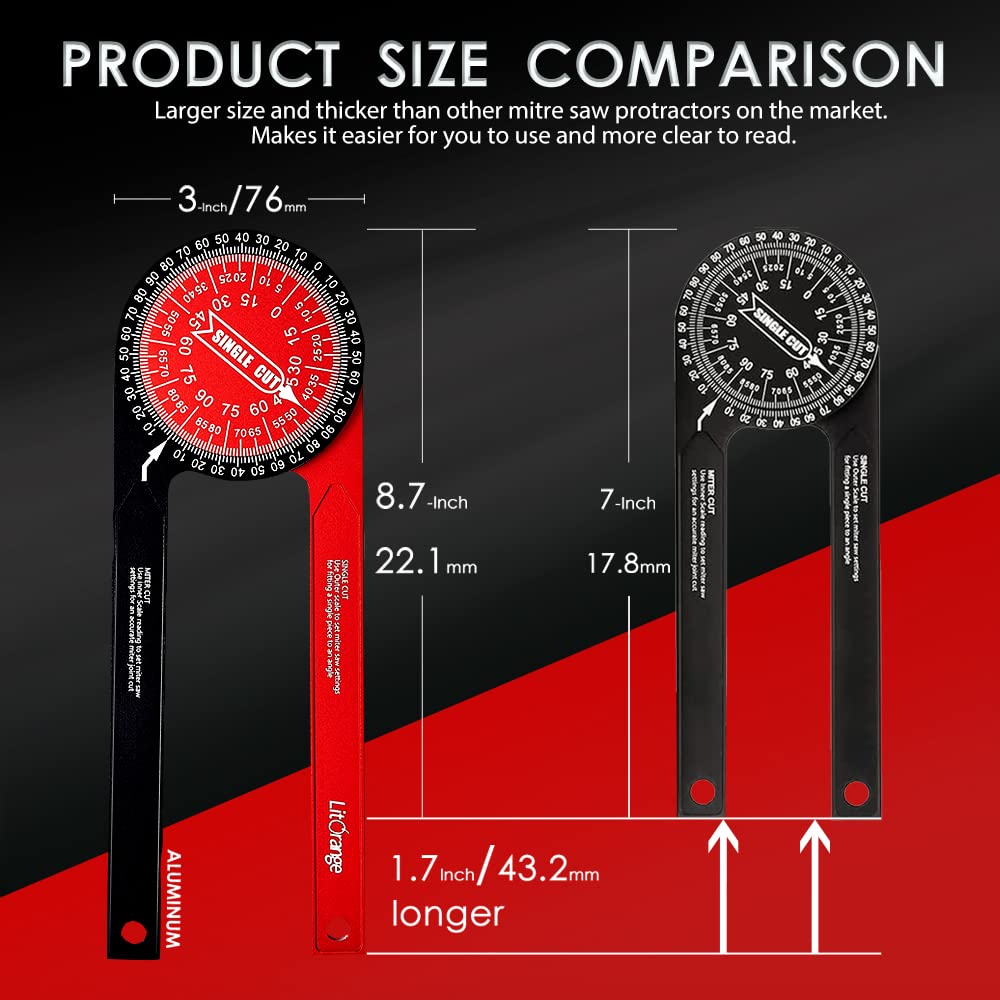Snapklik.com : Litorange Aluminum Miter Saw Protractor Plus 8.7-Inch ...