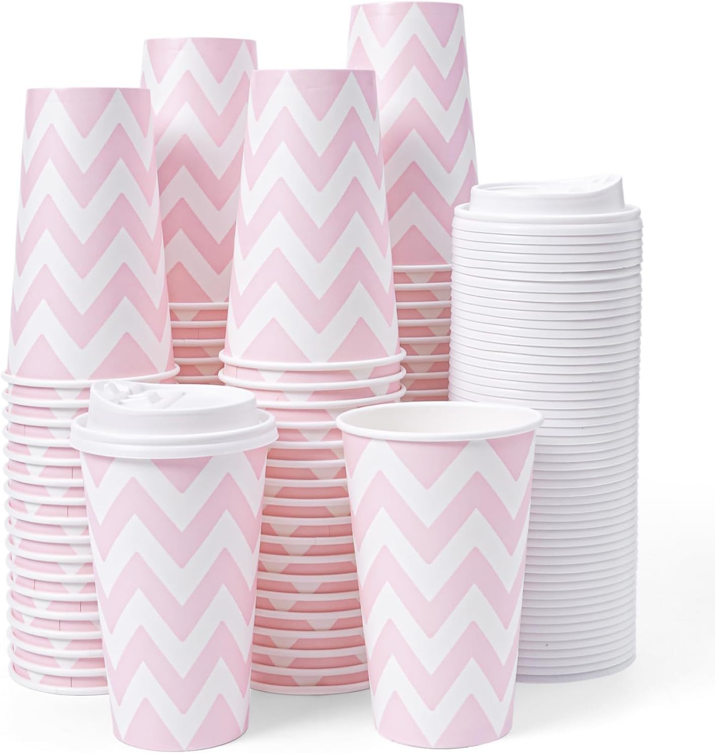 Amazon.com: AimFun 16 oz Pink Disposable Coffee Cups with Lids and ...