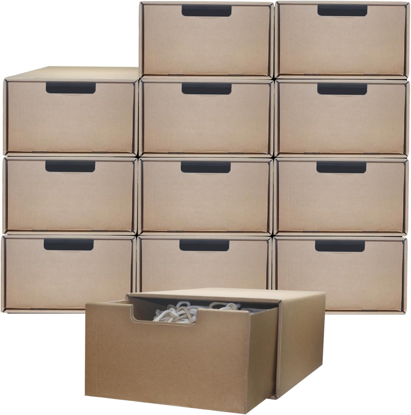 Amazon.com: 24 Pack Cardboard Shoe Storage Boxes 13.8 x 9.3 x 5.3 ...