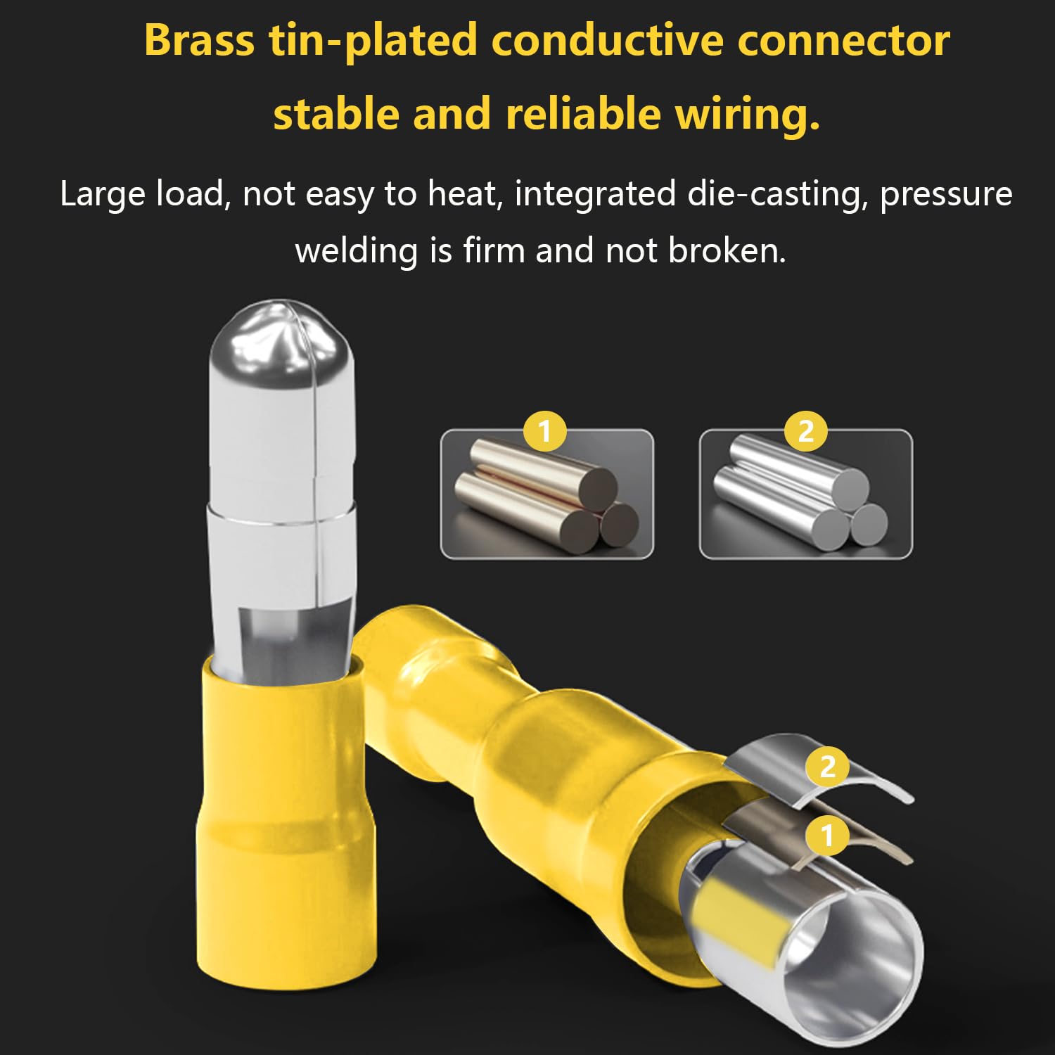 Snapklik.com : Smseace 100Pcs Yellow Bullet Connectors 12-10AWG Female ...