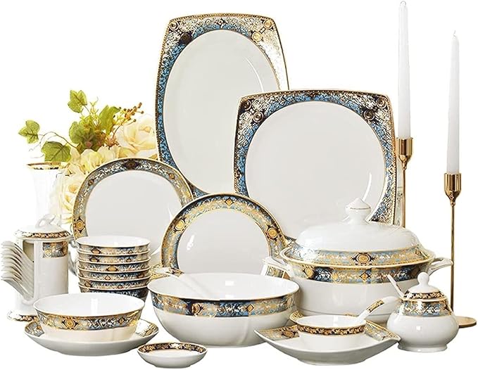 Amazon.com: 80 Piece Bone China Tableware Set for 10 People European ...
