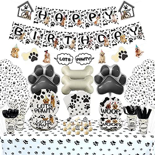 Amazon.com: Fangleland 8Pcs Dog Paw Print Streamers Birthday ...