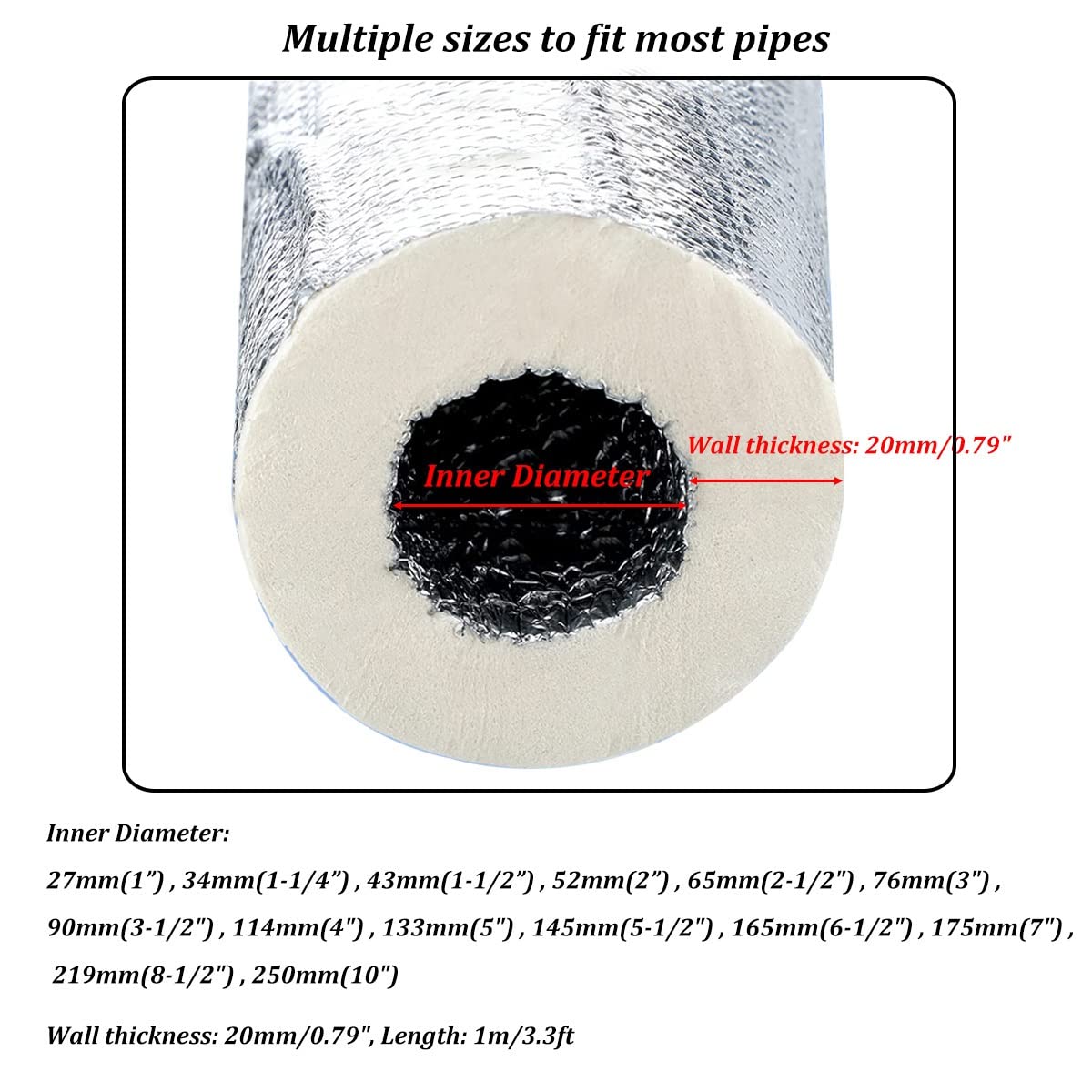 Outdoor Industrial Pipe Insulation 40in Reflective Solar Water Pipe
