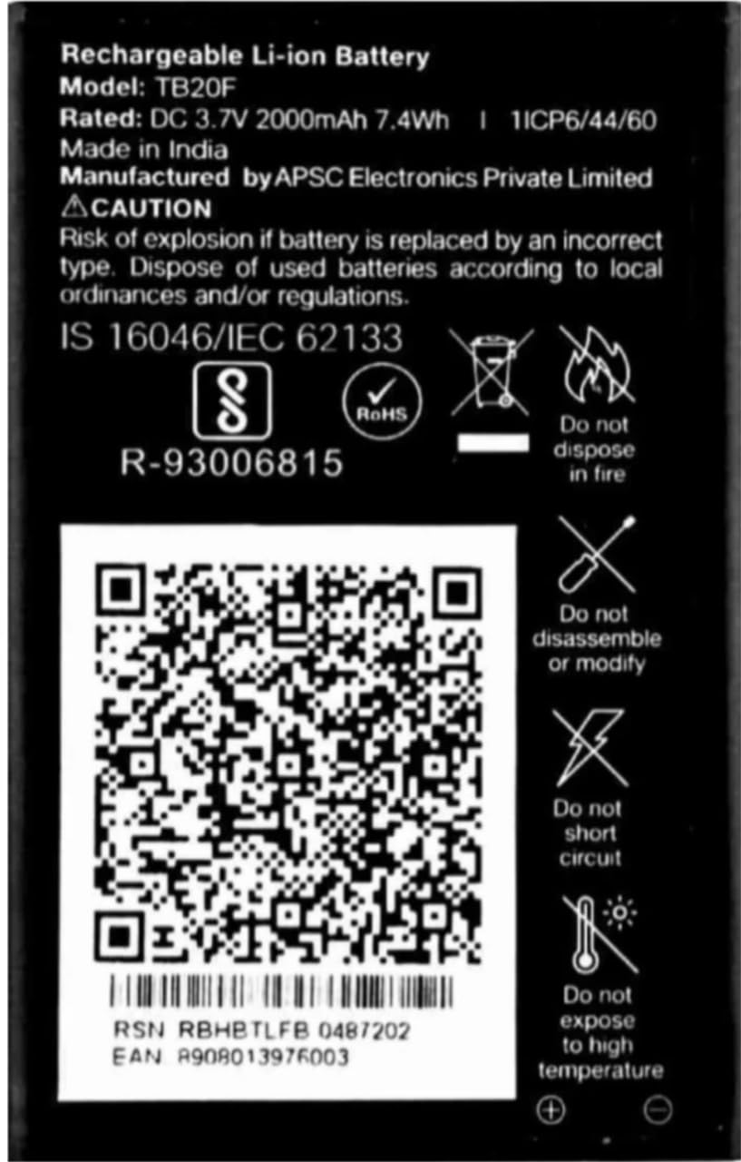 VEHUB Compatible Lyf Jio Keypad Mobile All Model / 2000mAh : Amazon.in ...