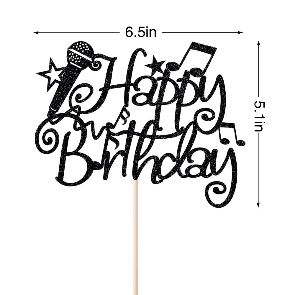 Snapklik.com : Naicaek Black Glitter Microphone Happy Birthday Cake ...