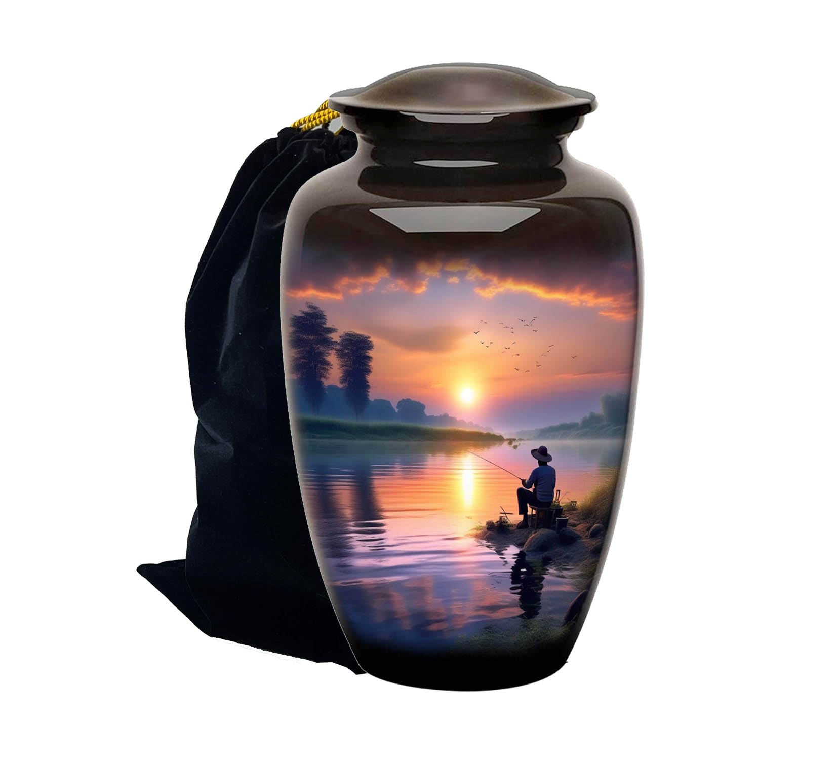 Amazon.com: Generic Fishing Man urn, Pictured Cremation Urn for Human ...