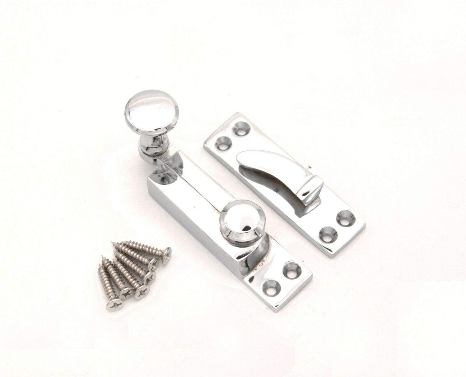 Buy Solid Brass Victorian Polished Chrome Sliding Sash Window Catch ...
