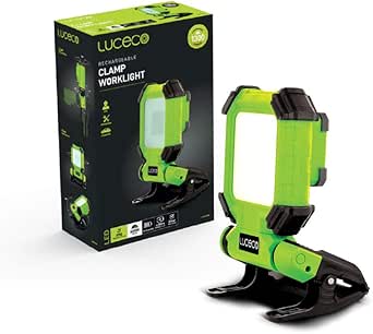 Luceco LED Rechargeable Work Light with Clamp, 15 Watts, IP65 Rated ...
