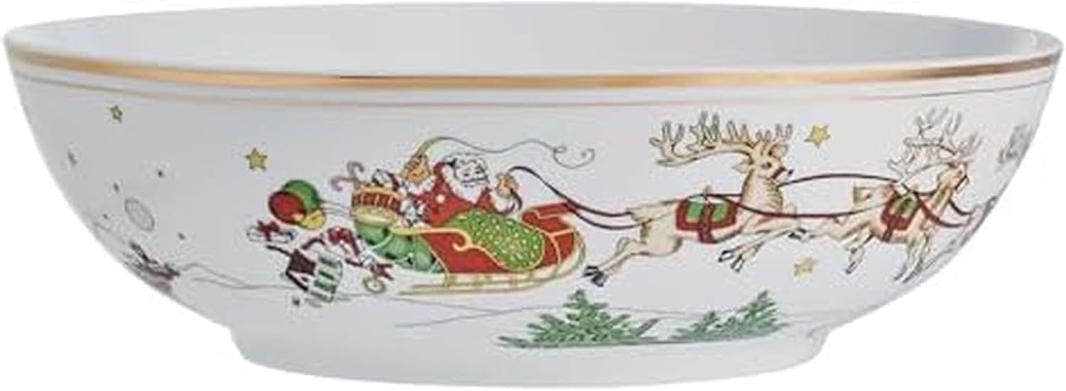 Fitz and Floyd St. Nicholas Gold Banded Holiday Serving Bowl, 9.5 inch ...