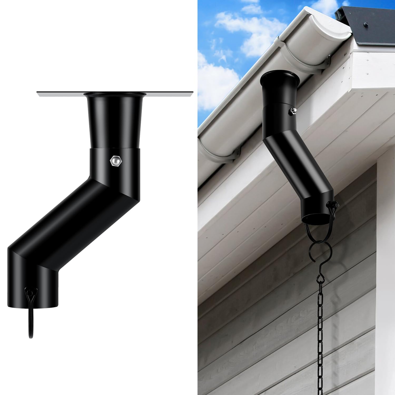 Amazon.com : Tfro & Cile Rain Chain Gutter Adapter Black Installation ...