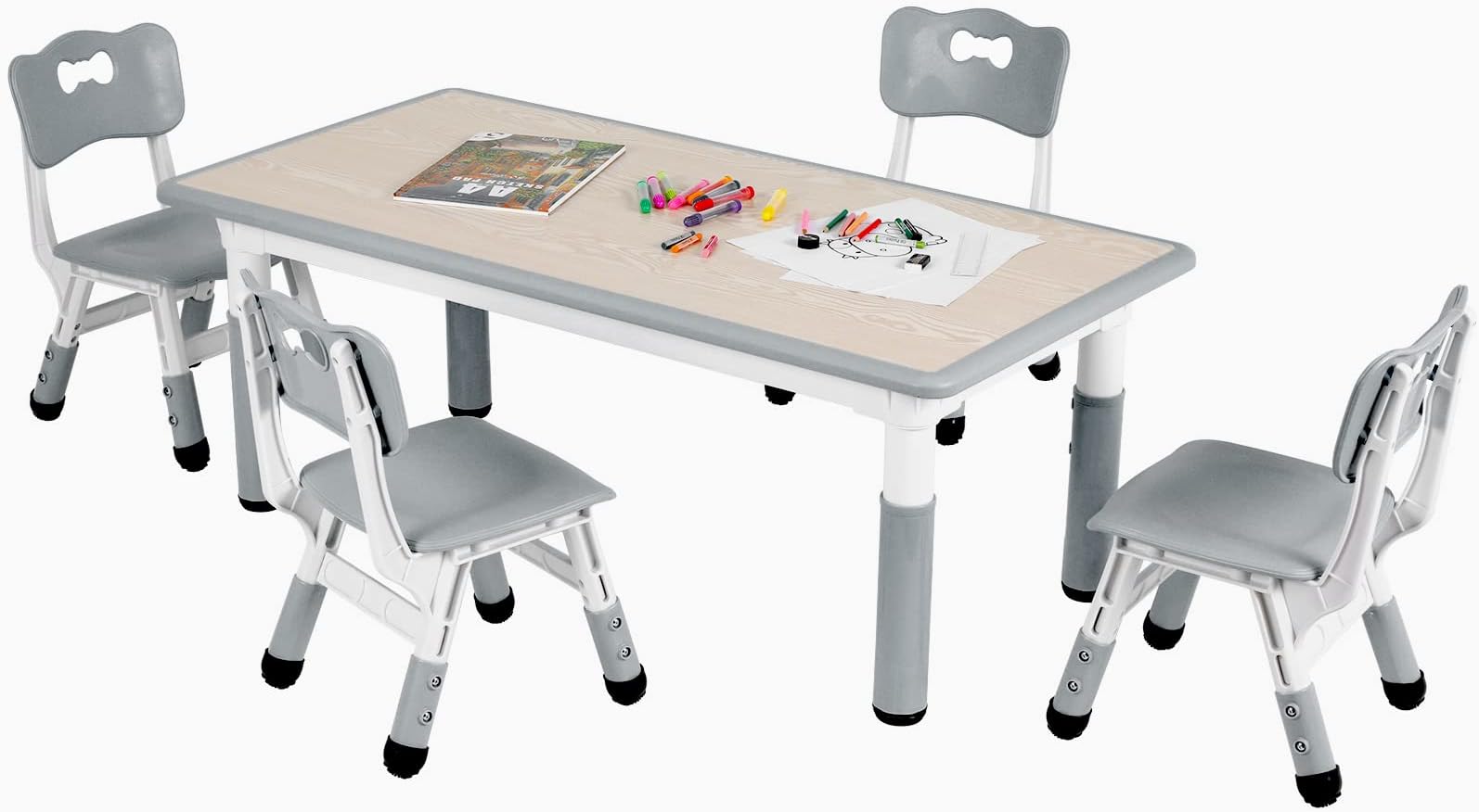 Amazon.com: JIAOQIU Kids Table and Chair, Toddler Table and Chair Set ...