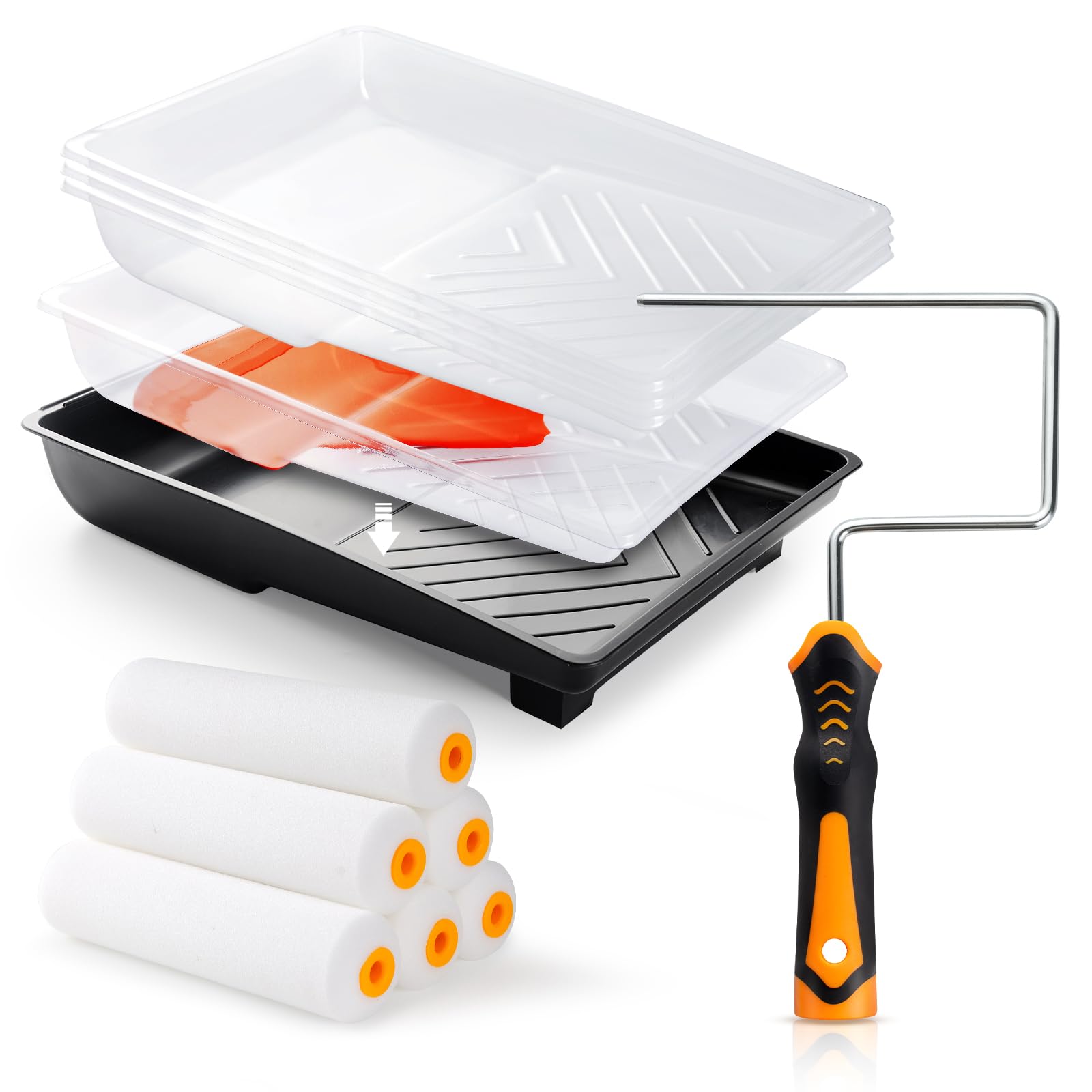 Amazon.com: HANJKINZ 12 Pcs 6 Inch Small Paint Roller Kit with High ...