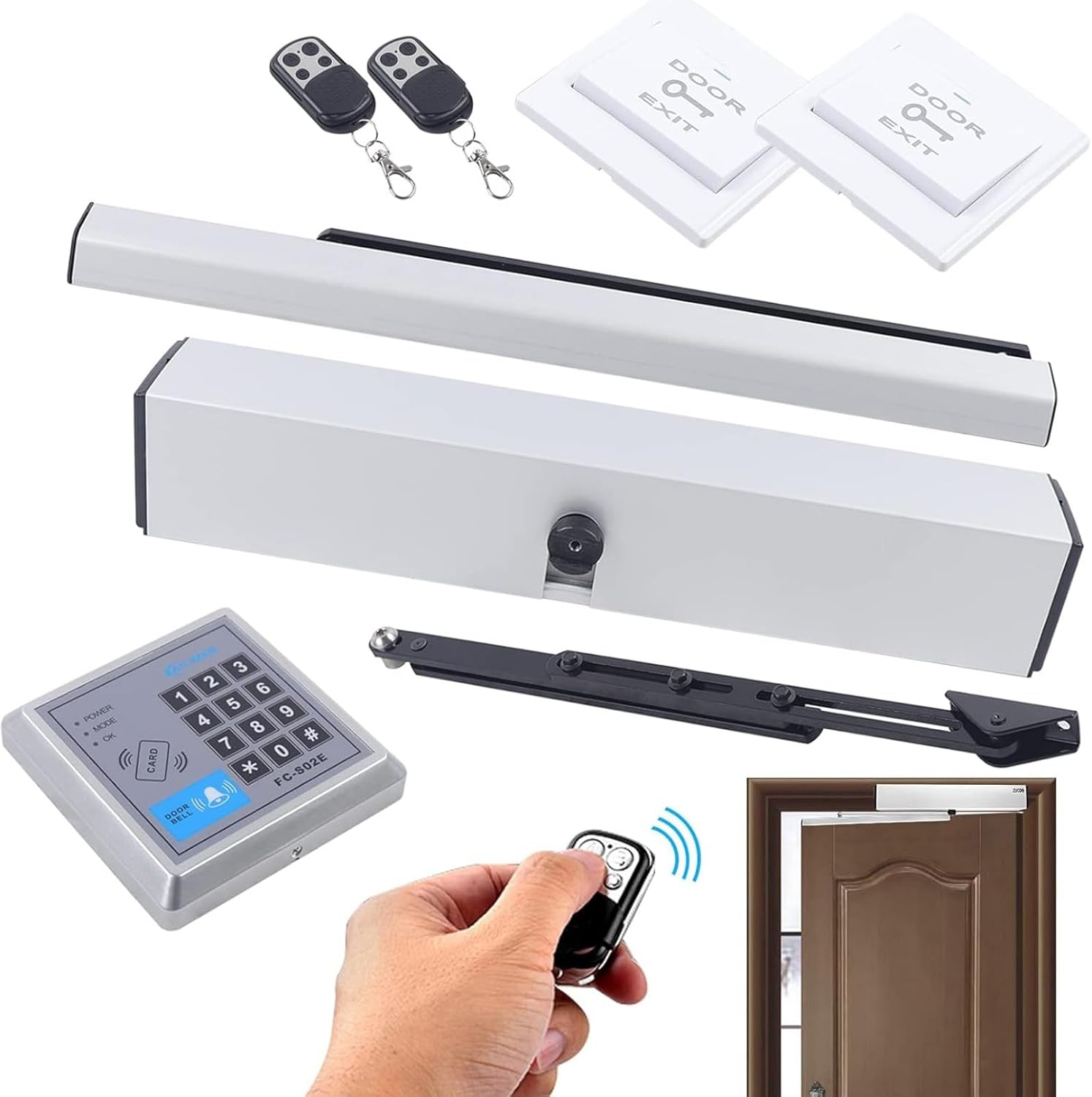 BJTDLLX Automatic Door Opener with 2 Remote Control, 110-220V IP12D ...