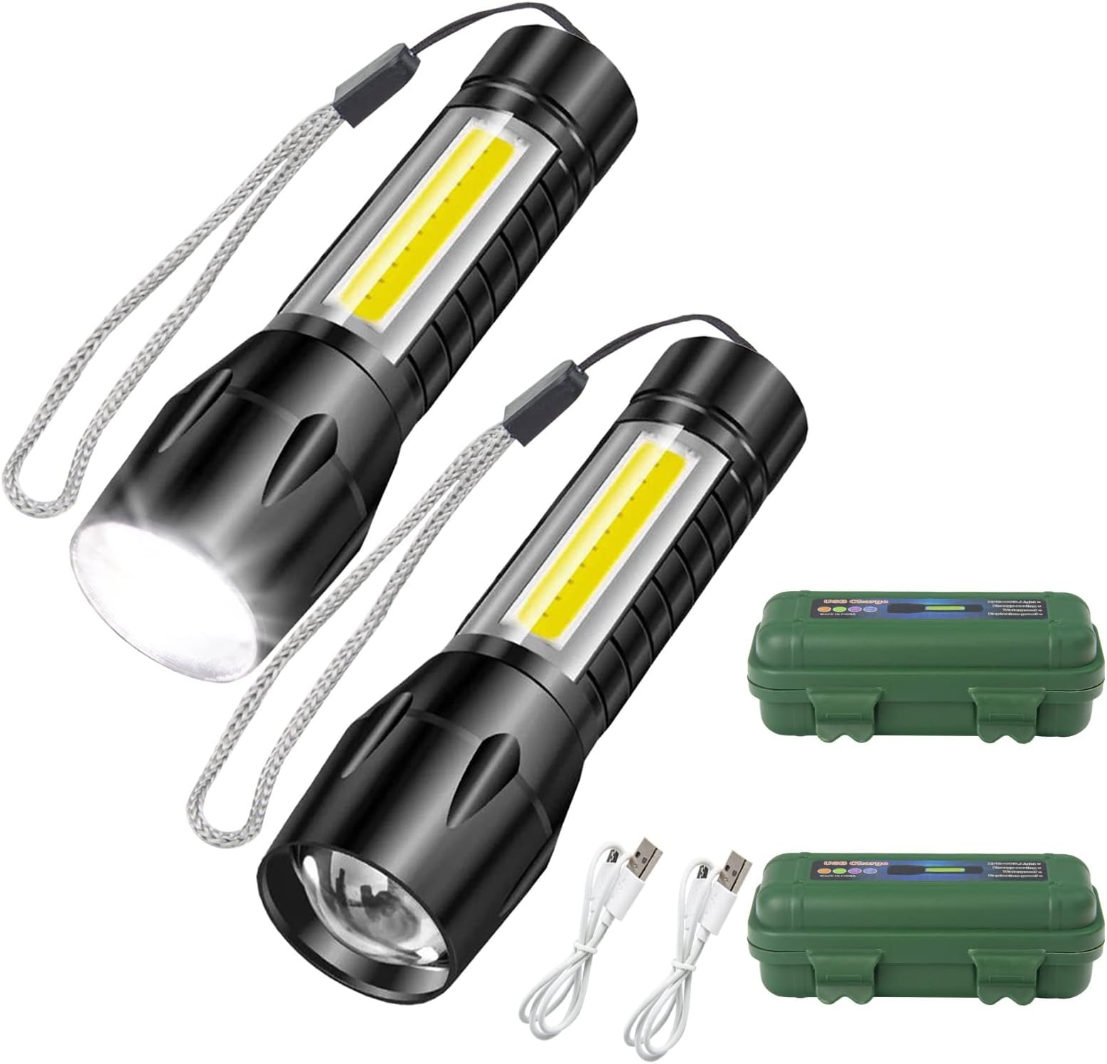 Tokeyla 2 Pack Rechargeable Kids Flashlight,Portable Flashlight with ...
