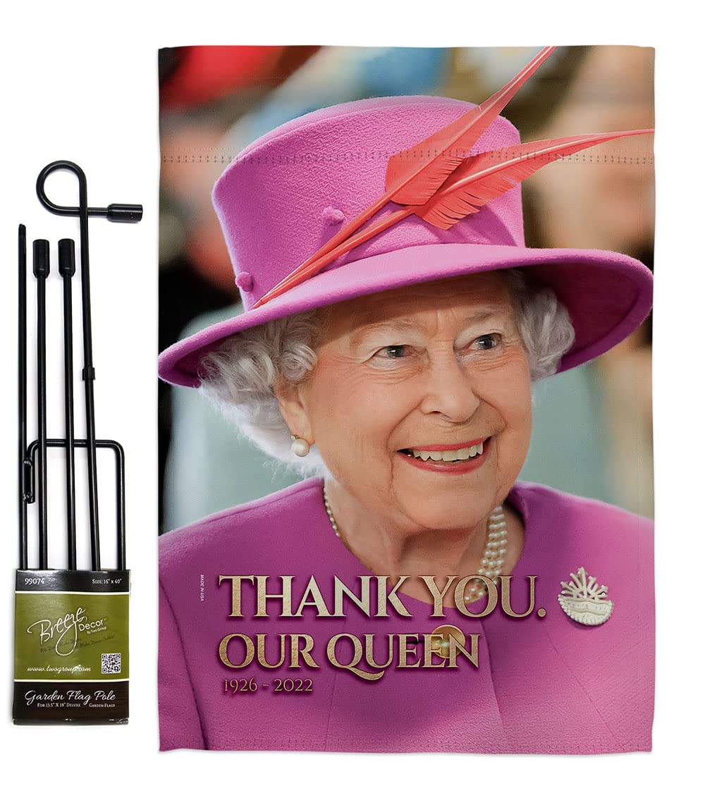 Queen Elizabeth II Flag Thank You Our Queen Garden Flag - Set with ...