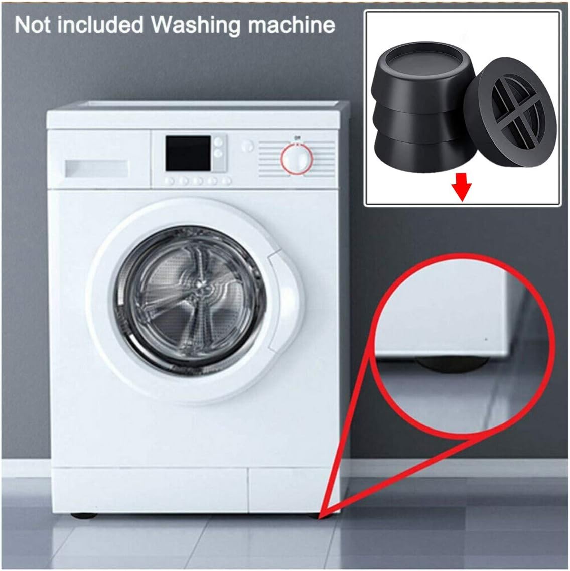 JZK 4 x Black Vibration feet for Washing Machine/Dryer Washing Machine ...