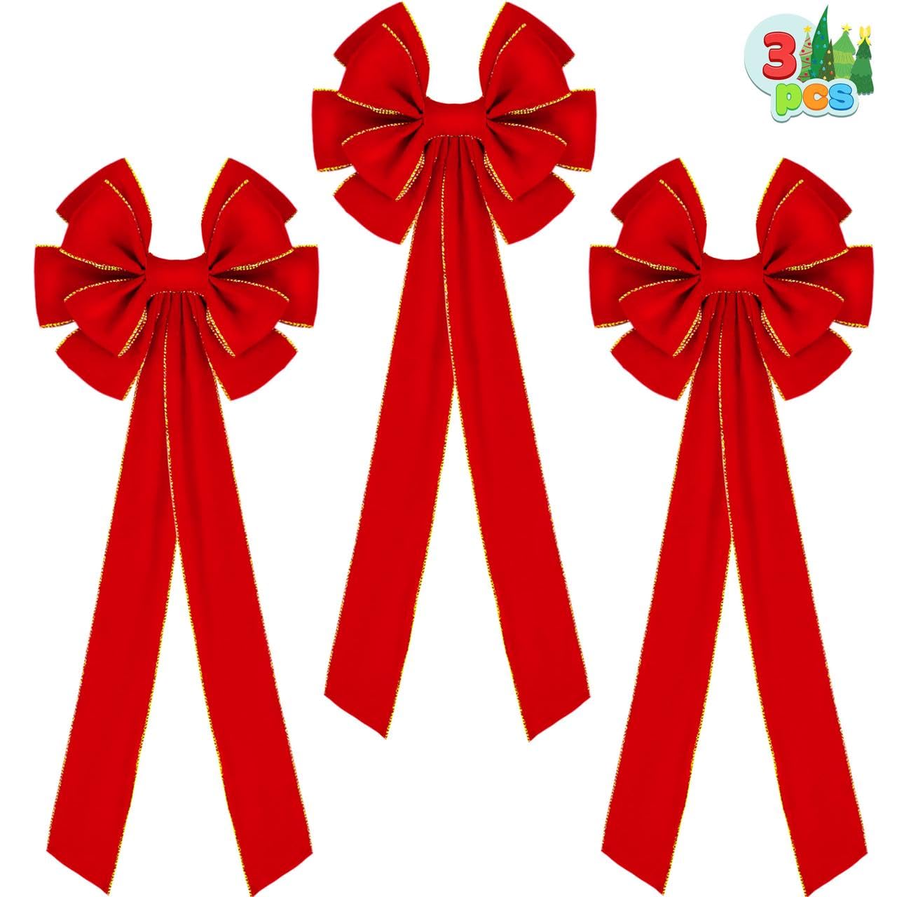Amazon.com: JOYIN 3PCS Big Red Velvet Christmas Bows, 30.7" Long by 10. ...