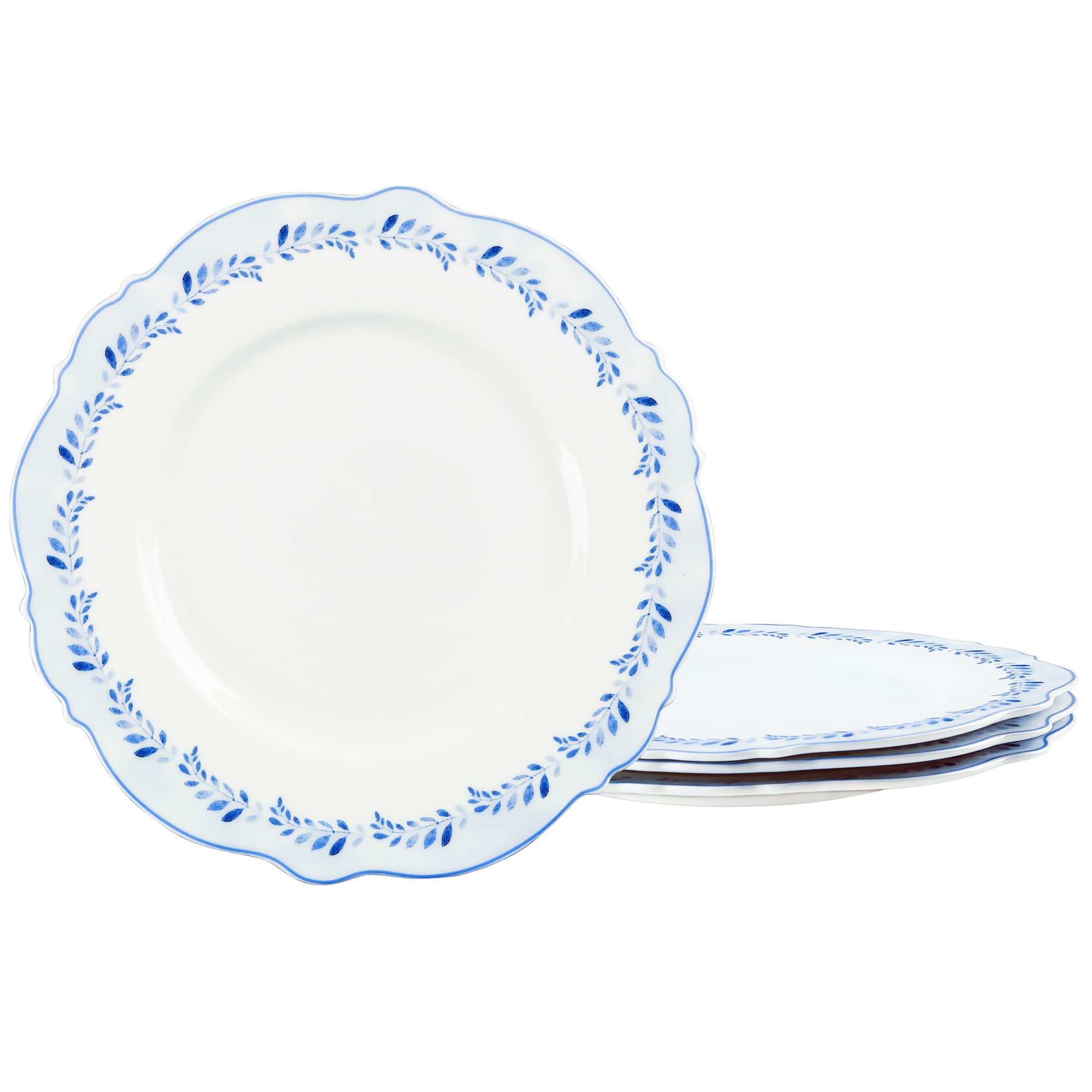 Amazon.com | fanquare Porcelain Salad Plates Set of 4, Blue Grass Ring ...