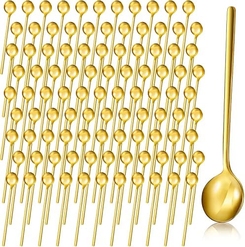 Amazon.com: Gerrii 100 Pcs Gold Espresso Spoons for Coffee Bar Hot Tea ...