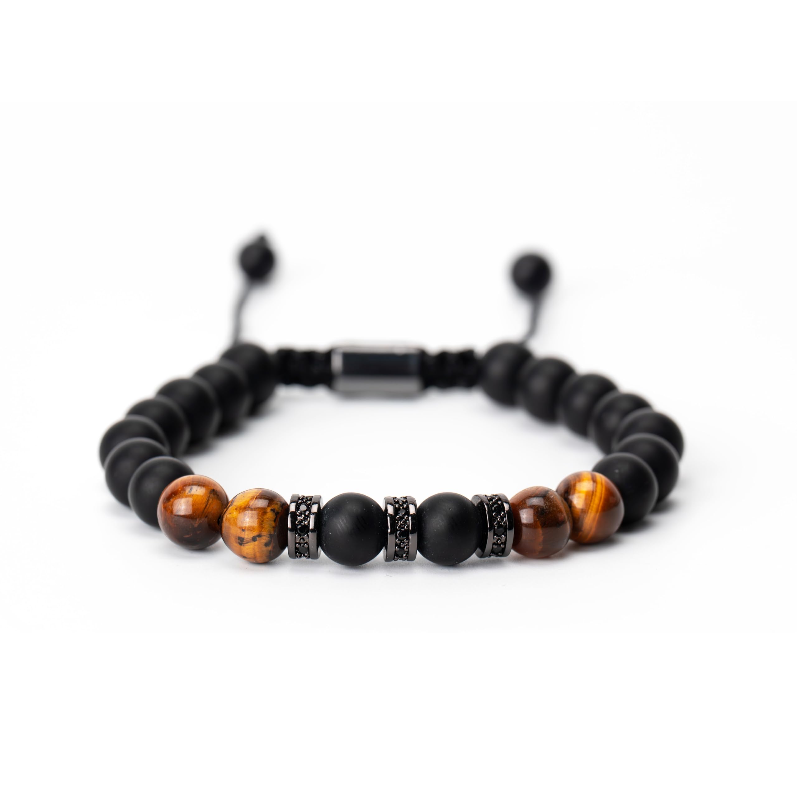 Amazon.com: Ovyntremis 8mm Tiger Eye Men's Bracelet - Handmade Elastic ...
