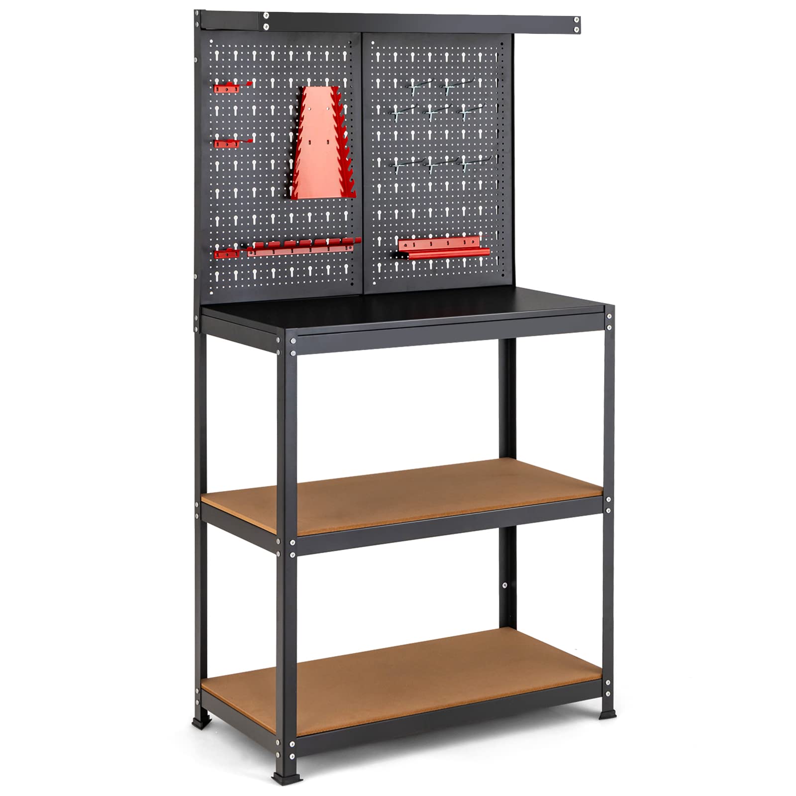 Buy TANGZON Workbench with Pegboards, Heavy Duty Steel Frame Work Bench ...