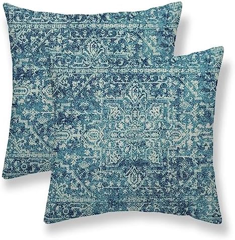 Amazon.com: BETGINY Boho Pillow Covers 18x18, Blue and Teal Ethnic ...