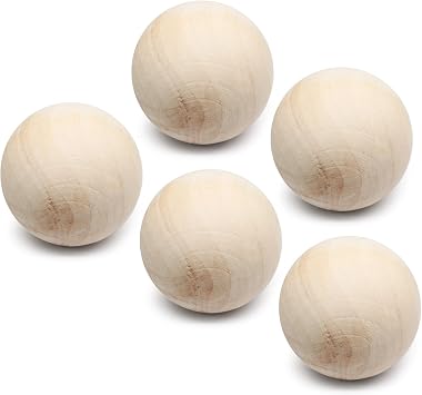 Amazon.com: Seimneire 5 Pcs 2 Inch / 50mm Natural Wood Balls ...