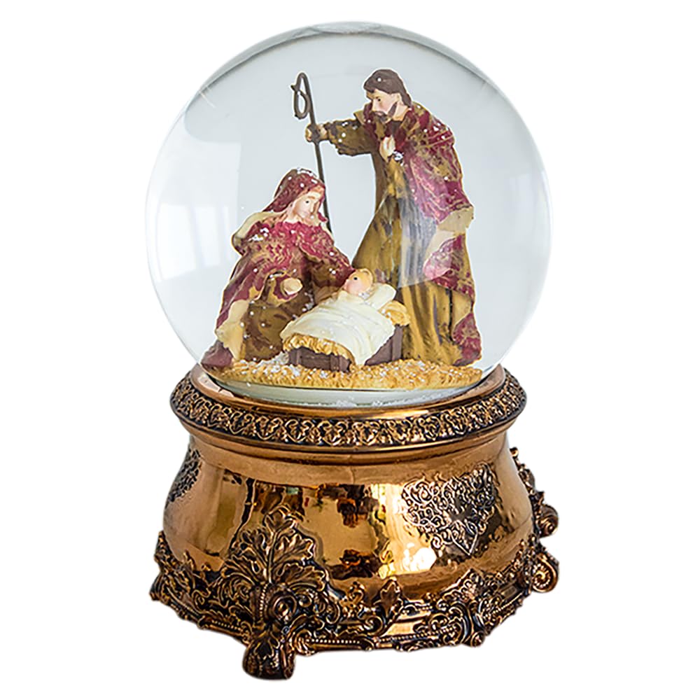 6" Nativity Christmas Snow Globe Music Box Musical Indoor Decoration ...