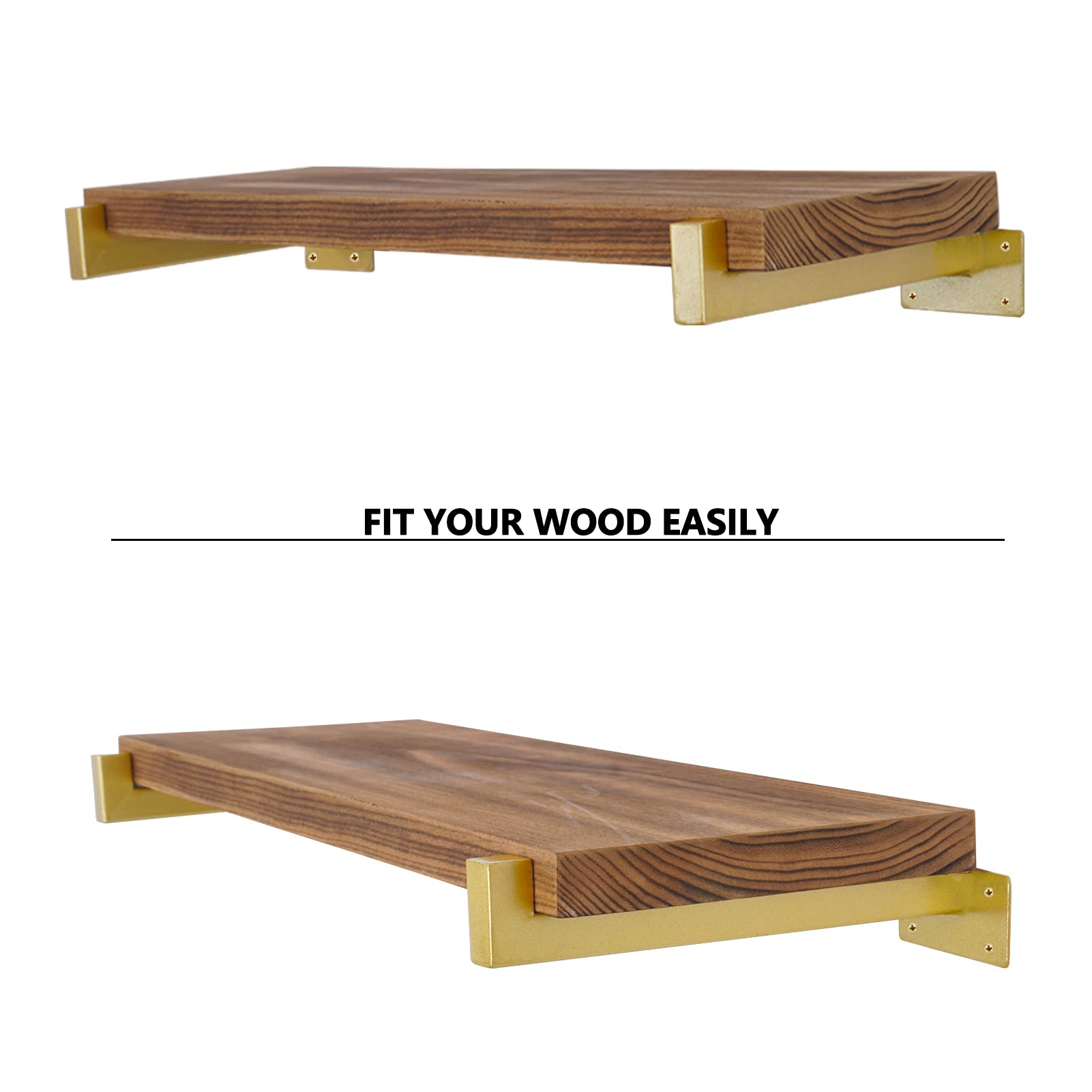 Snapklik.com : EZYDECOR Shelf Bracket 6 Inch Gold Shelf Brackets Wall ...