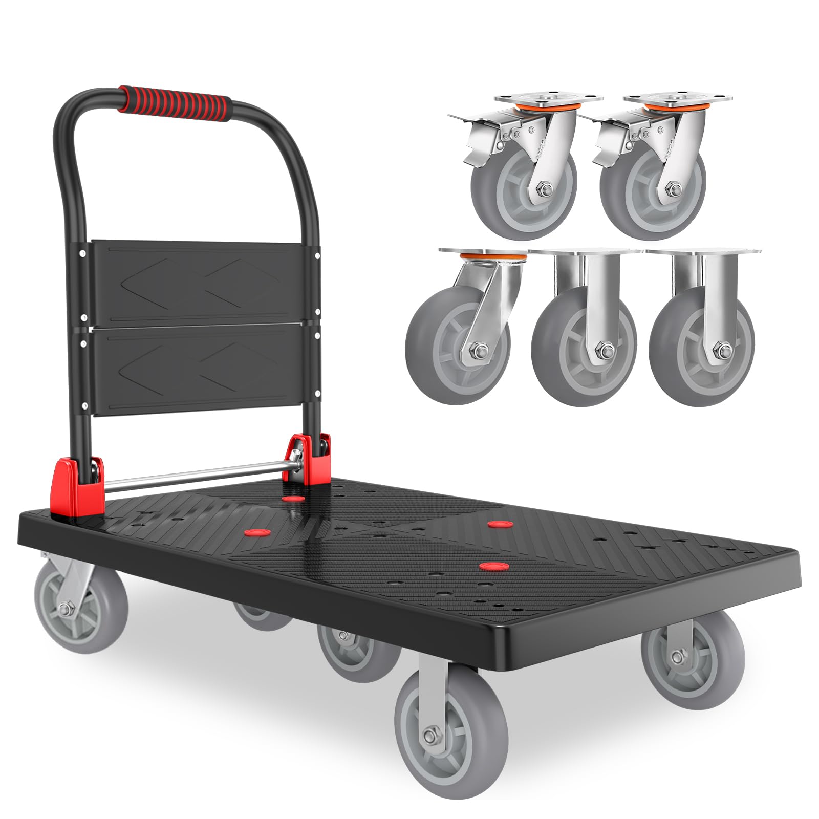 Platform Truck Cart, T.Chilyn Foldable Push Cart Dolly with 360° Swivel ...