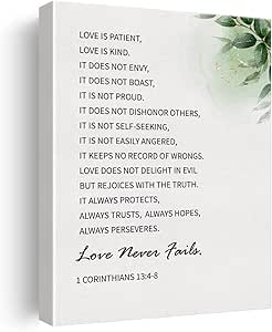 Amazon.com: Youpinnong Love is Kind Canvas Wall Art Bible Verse Love is ...