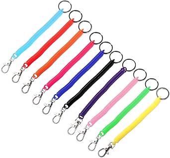 Amazon.com: 10 Pcs Retractable Coil Spring Keychain Spiral Cord Coil ...