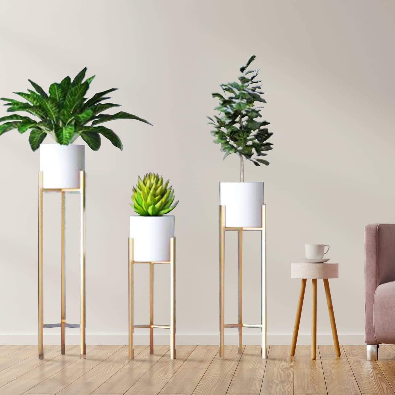 GANI HUB™ Modern Metal Floor Flower Stands for Living Room Bedroom ...