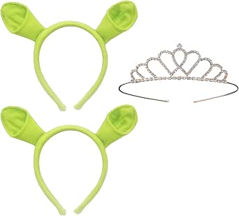 RmKbe 3pcs Green Ogre Ears Headband and Crown Monster Ogre Cosplay ...
