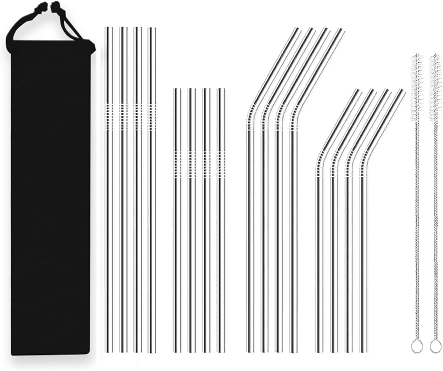 Amazon.com: Reusable Metal Straw Pack of 16 Sets With 2 Tube Brash And ...