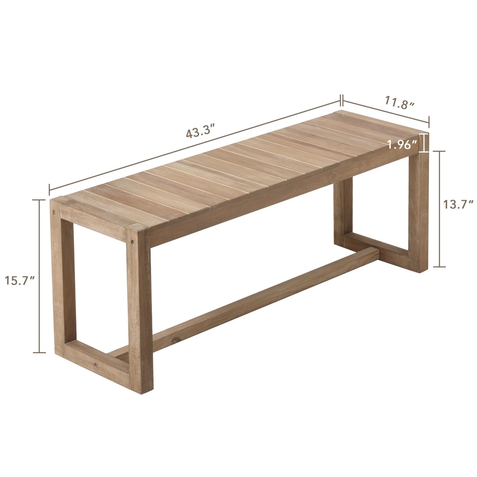 Snapklik.com : Farmhouse Solid Wood Bench, 43" Line Pattern Splicing ...