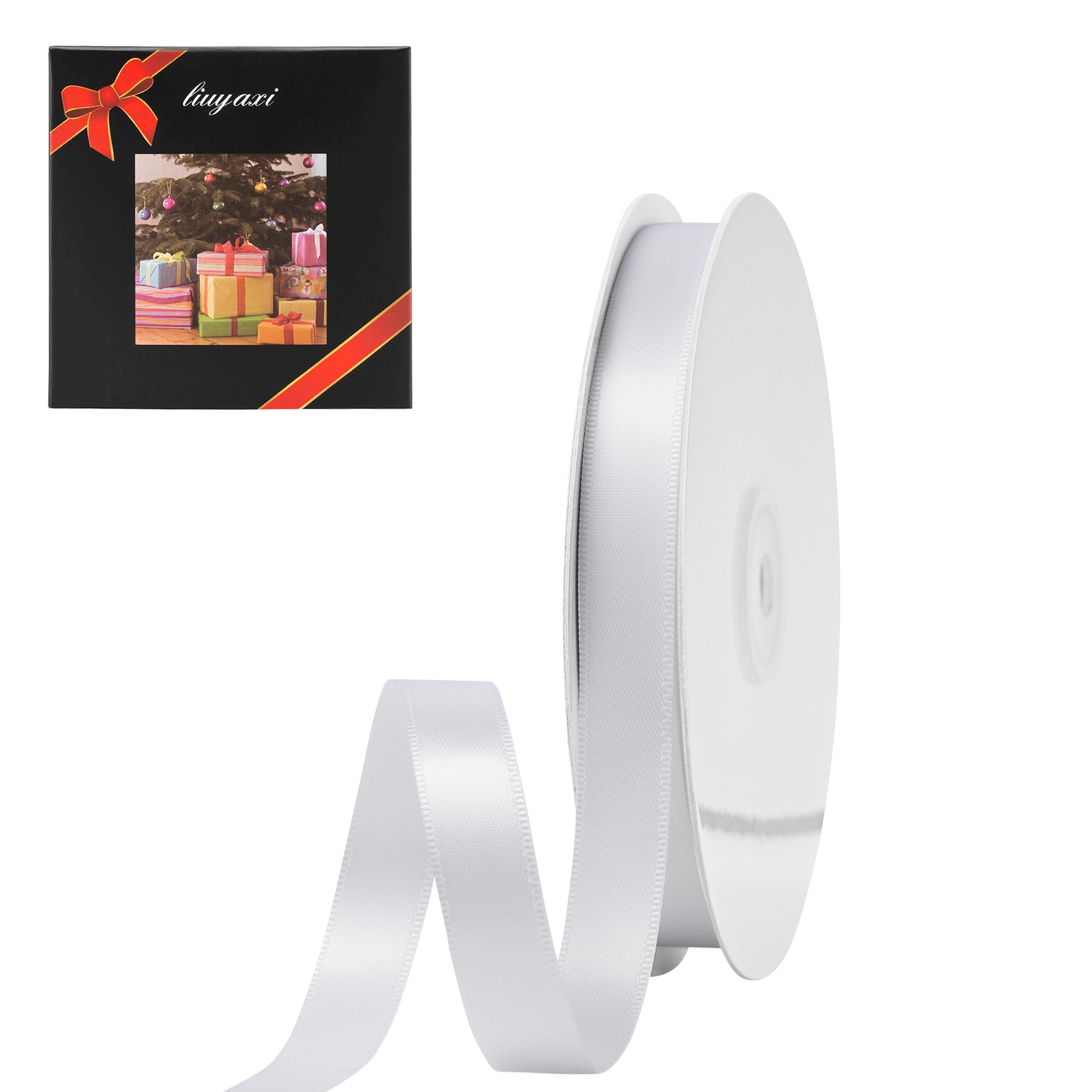Amazon.com: LIUYAXI White Satin Ribbon, Double Faced 5/8" X Continuous ...