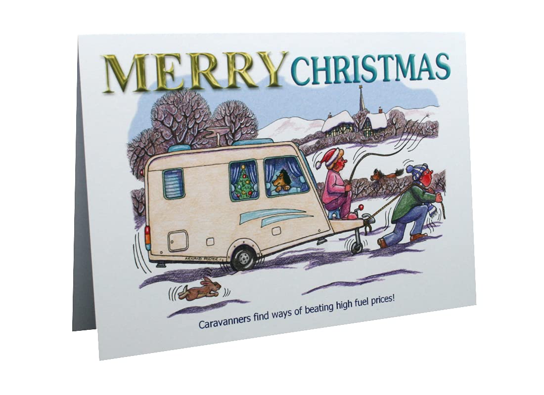 Caravan Caravanning Merry Christmas Humour Cartoon A5 Funny Blank ...