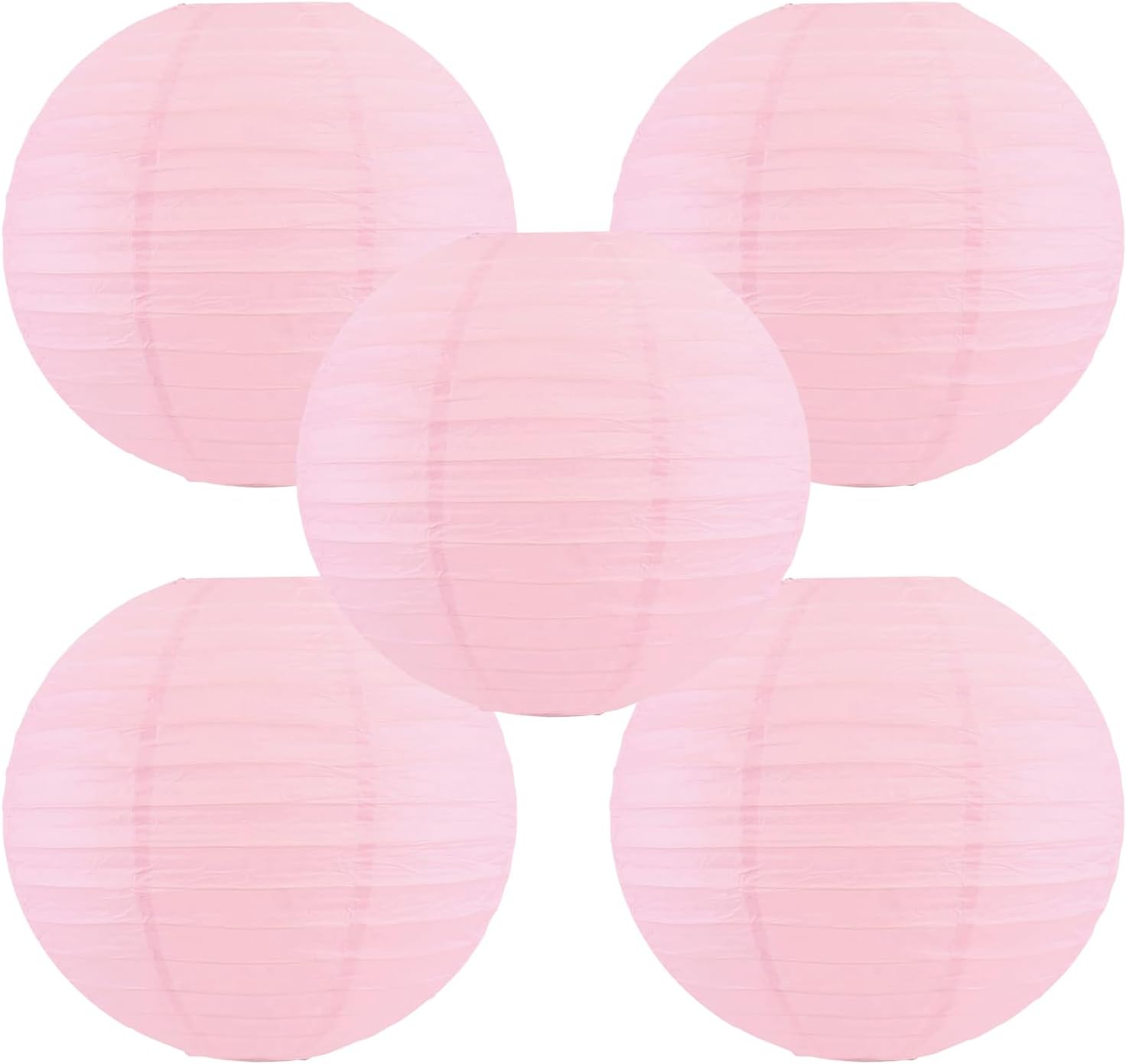 MONBASA 8 Inch Pink Japanese Chinese Paper Lantern Lamp(Set of 5, Pink ...