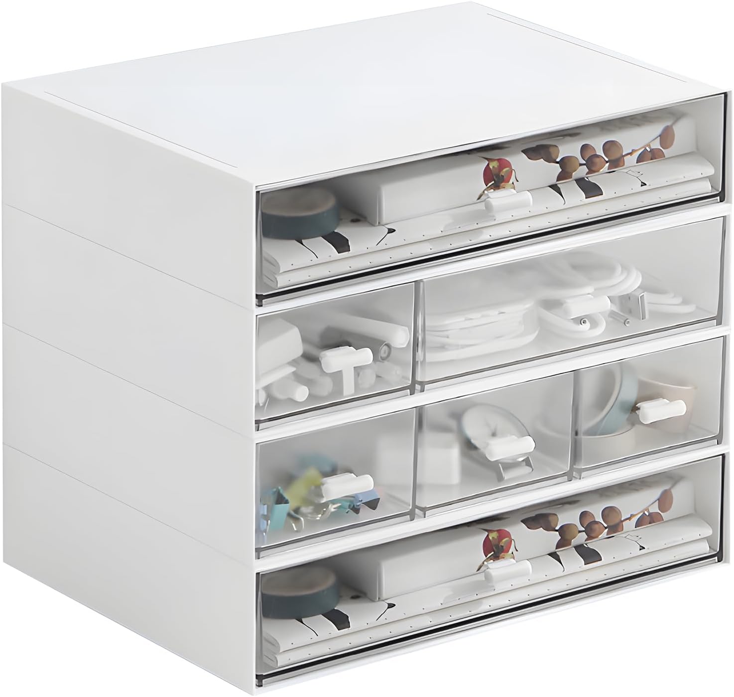 Desktop 7 Drawers, Stackable Plastic Storage Box Drawer Organizer ...