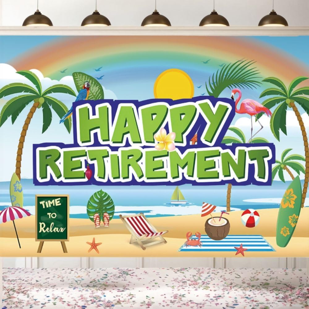 Amazon.com : uniquer Hawaiian Retirement Banner, Large Summer Beach ...