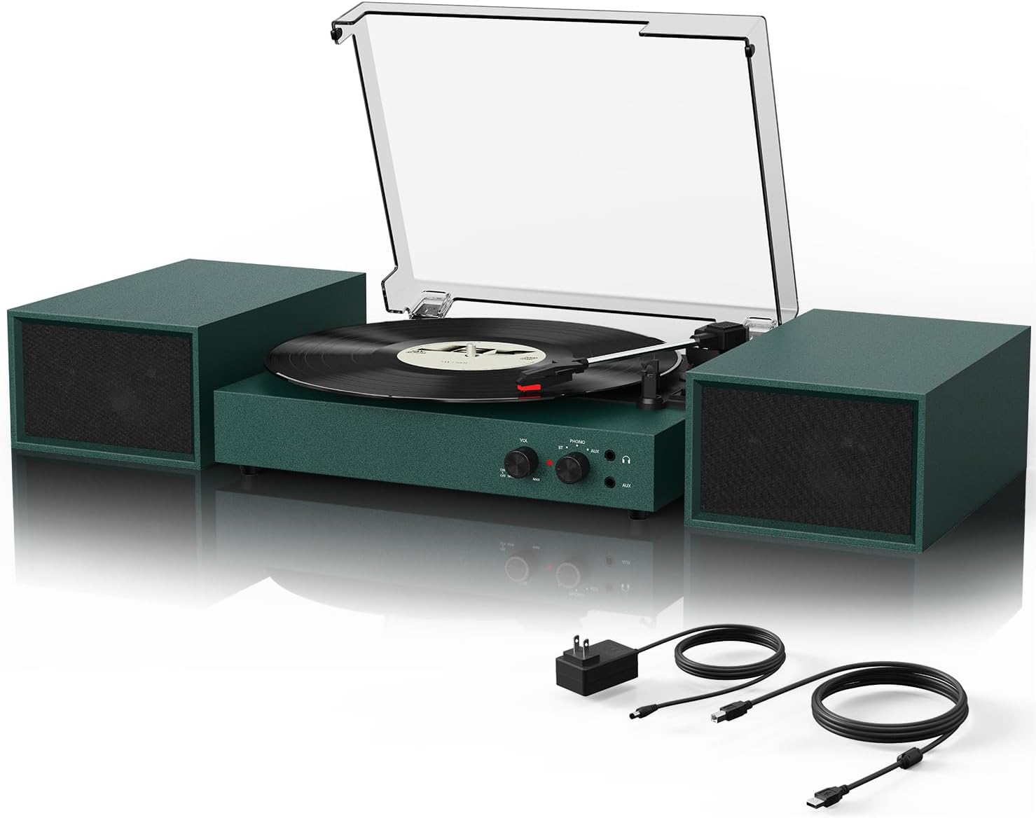 Amazon.com: Record Player with External Speakers, USB Recording, 33 45 ...