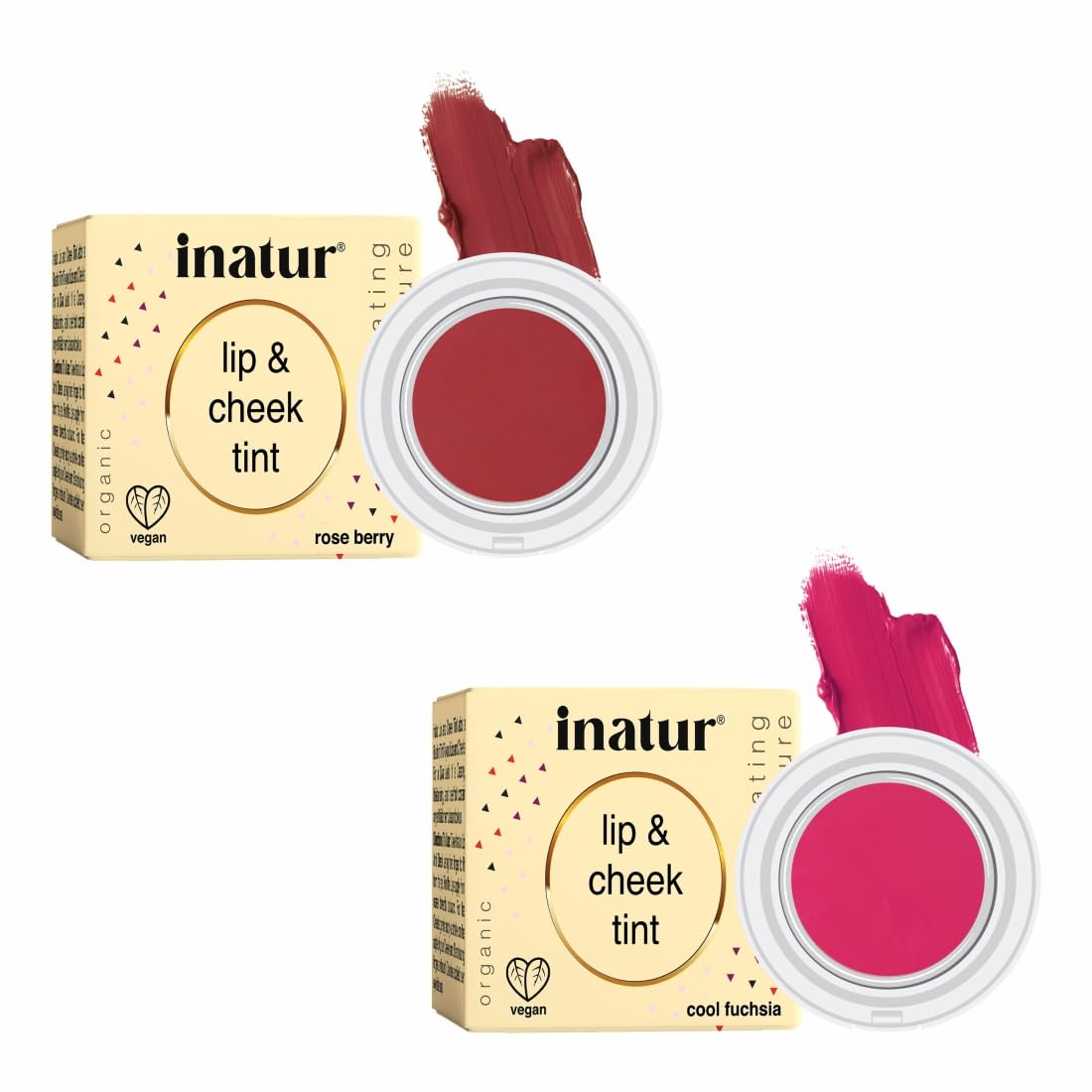 Buy inatur Lip & Cheek Tint Rose Berry and Cool Fushia 4g Each, Natural ...