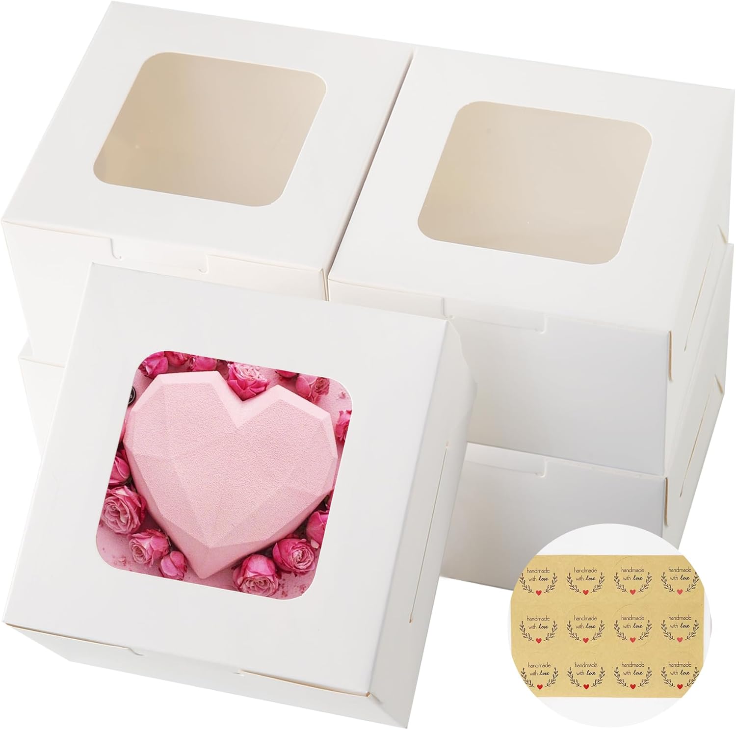 Amazon.com: fwipiyo 50pcs 5x5x2.5 Inches Cookie Boxes,White Bakery ...
