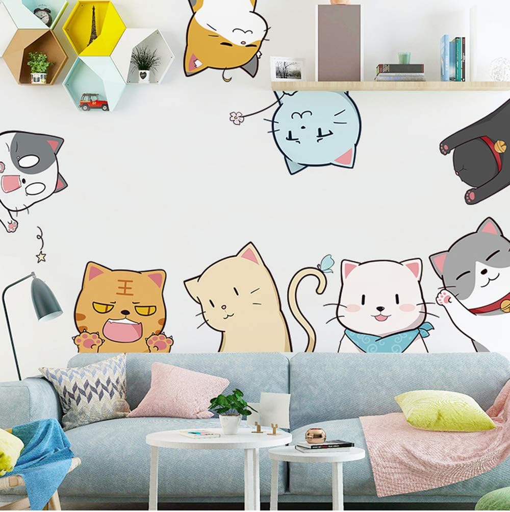 Amazon.com: 22PCS Removable 3D Cartoon Animal Cats PVC Wall Stickers ...