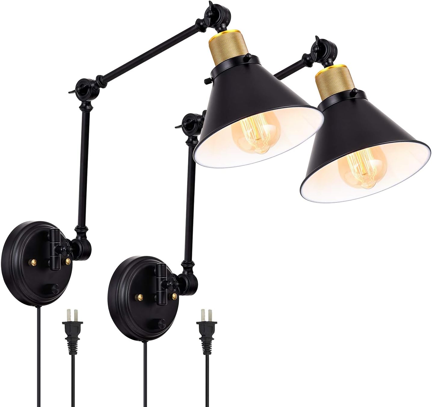 Modern Swing Arm Wall Light with Plug in Cord Lamp Mounted Extension ...