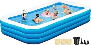 Amazon.com: Extra Large Inflatable Pool with Seat, 130"x72"x22" Big ...
