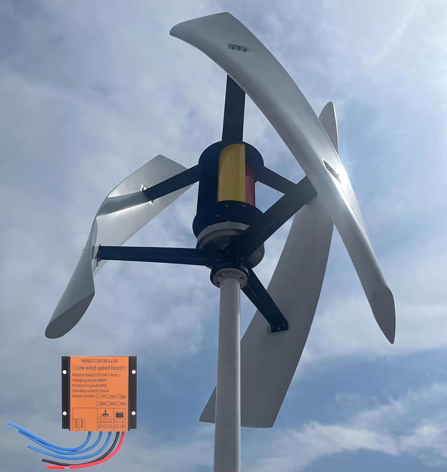 FLTXNY 3 Blades 800W Maglev Generator Wind Turbine Generator VAWT ...