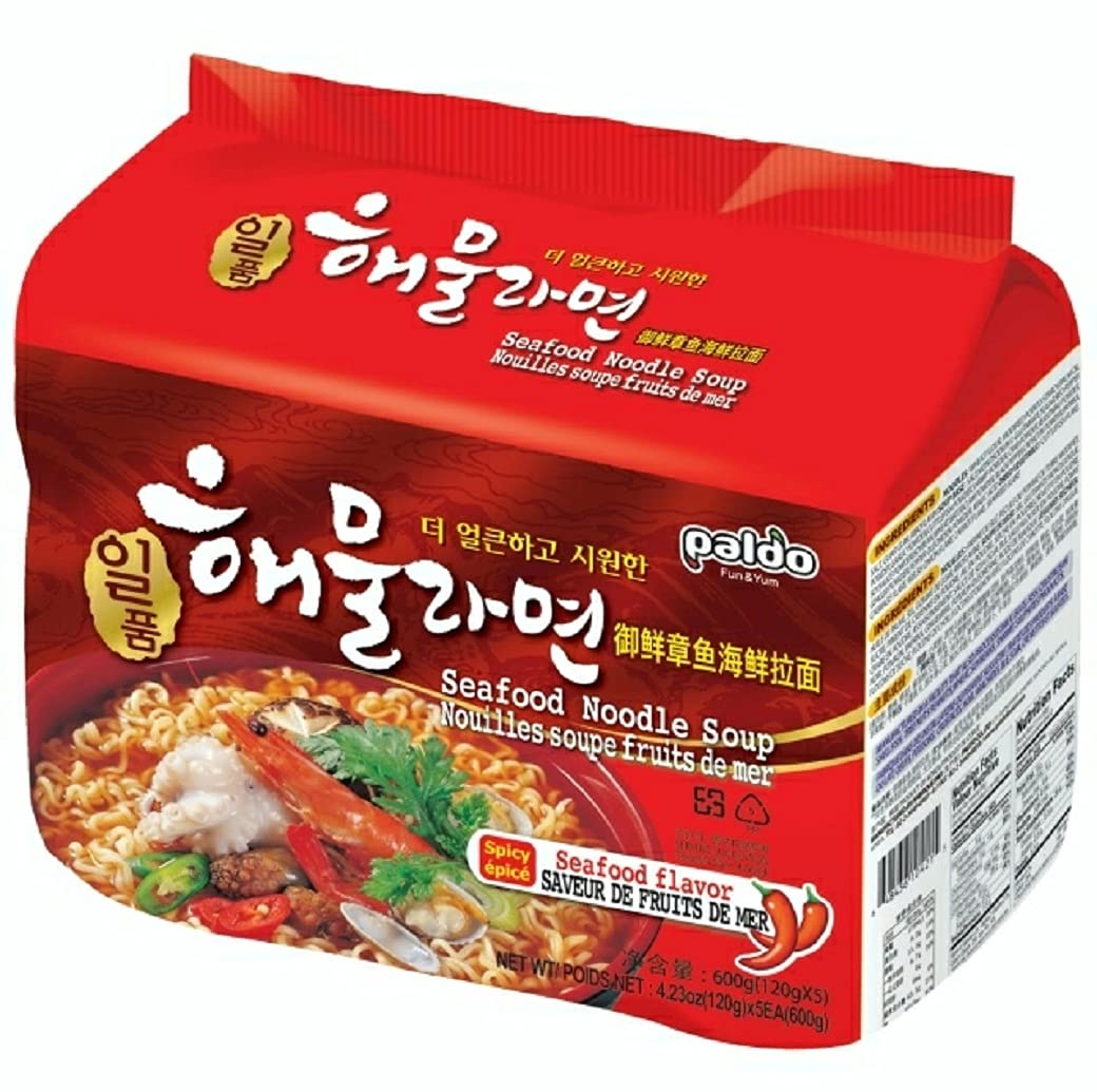Amazon.com : Paldo Seafood Ramen, 4.23 Ounce : Prepared Noodle Dishes ...