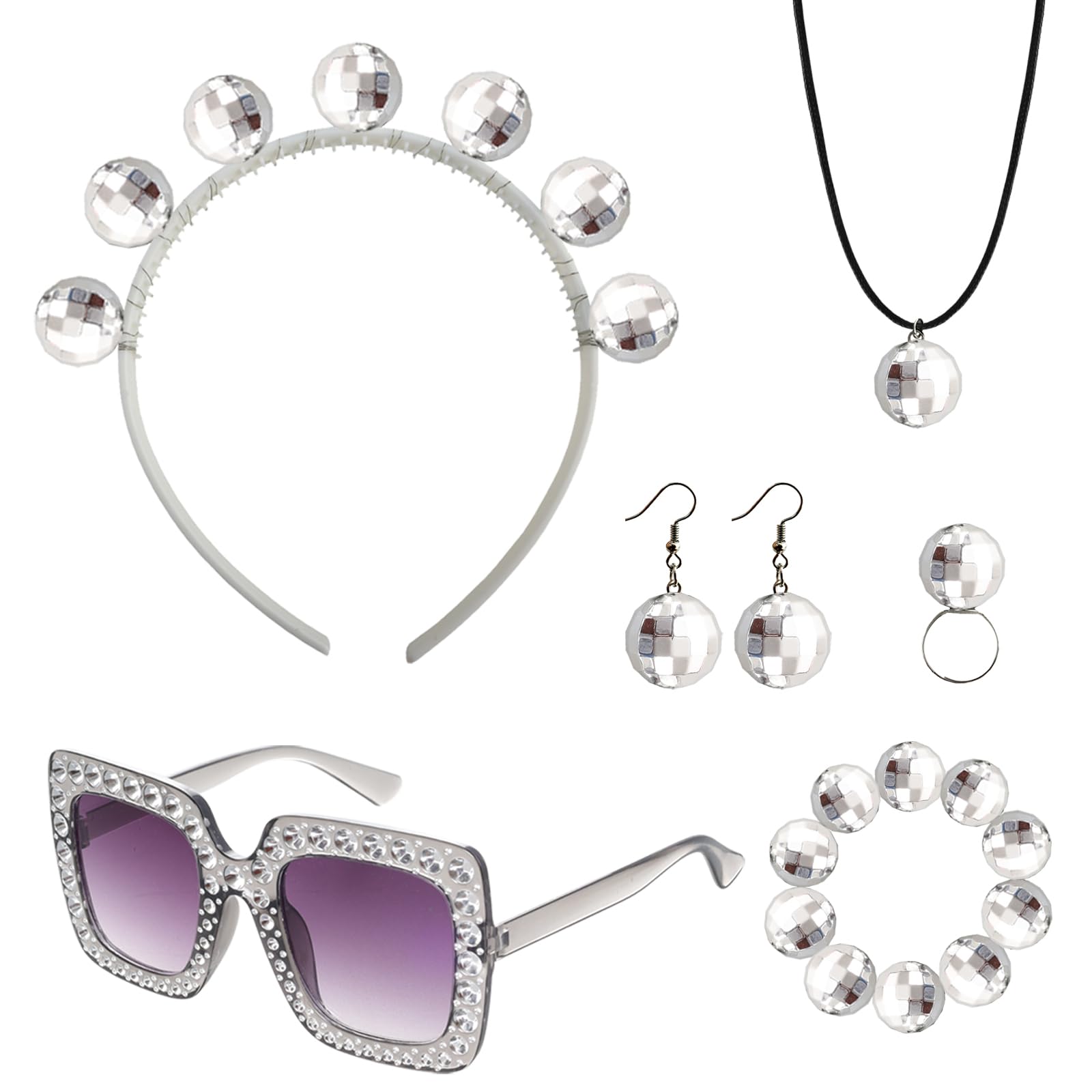 Amazon.com: Fumwase 6Pcs 1970s Disco Accessories Set 70s Disco ...